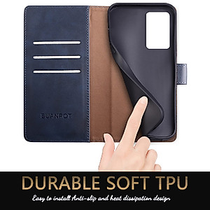 SUANPOT for Samsung Galaxy Note 20 Ultra 5G 6.9" with RFID Blocking Leather Wallet case Credit Card Holder, Flip Folio Book Phone case Cover Women Men for Samsung Note 20 Ultra case Wallet Blue