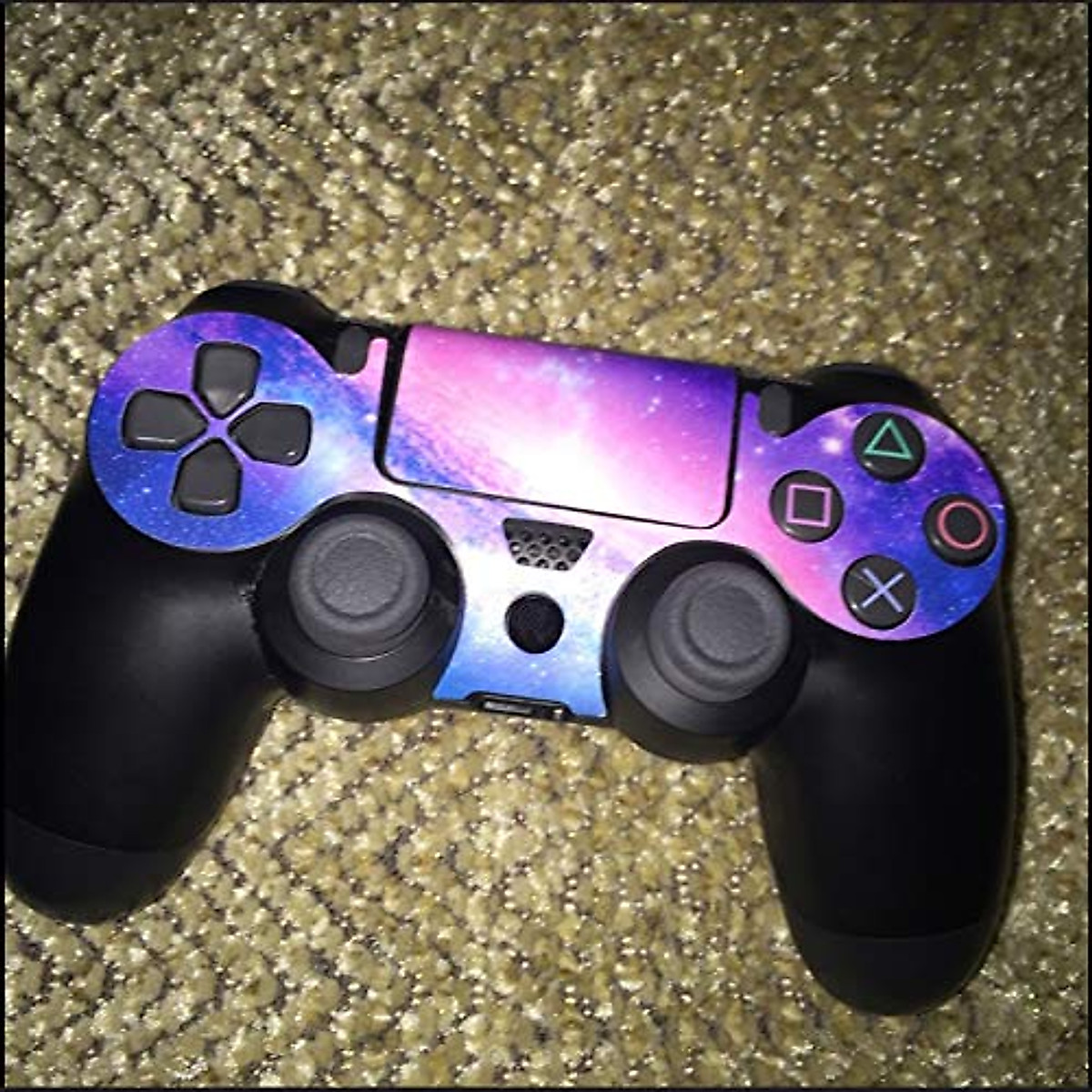 Ps4 Slim Stickers Full Body Vinyl Skin Decal Cover for PlayStation 4 Console Controllers (with 4pcs Led Lightbar Stickers) (Blue fire) (Pink Sky)