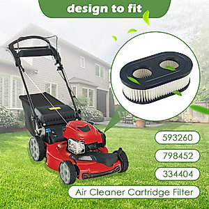 HOMJOY 6 Packs Filters+6 Packs Sponge, 593260 Lawn Mower Air Cleaner Cartridge Filter & Sponge, Replacement Filters for 4247 5432 5432k 09P00 09P702 550E 500EX 550EX 625 575EX Series Engine (6+6)