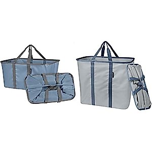 CleverMade Collapsible Fabric Laundry Baskets - Foldable Pop Up Storage Container Organizer Bags - Pack of 2, Denim & Collapsible Laundry Basket, Large Foldable Clothes Hamper Bag, 2 Pack