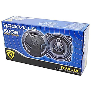 Pair Rockville RV4.3A 4" 3-Way Car Speakers 500 Watts / 70w RMS CEA Rated Total