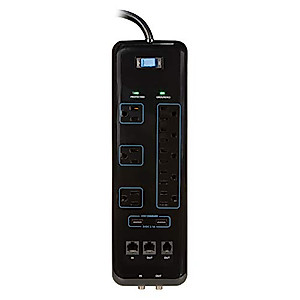 Prime Wire & Cable PB523118 8-Outlet Premium Electronics Surge Protector with 14/3 SJT 6-Feet Cord, Black