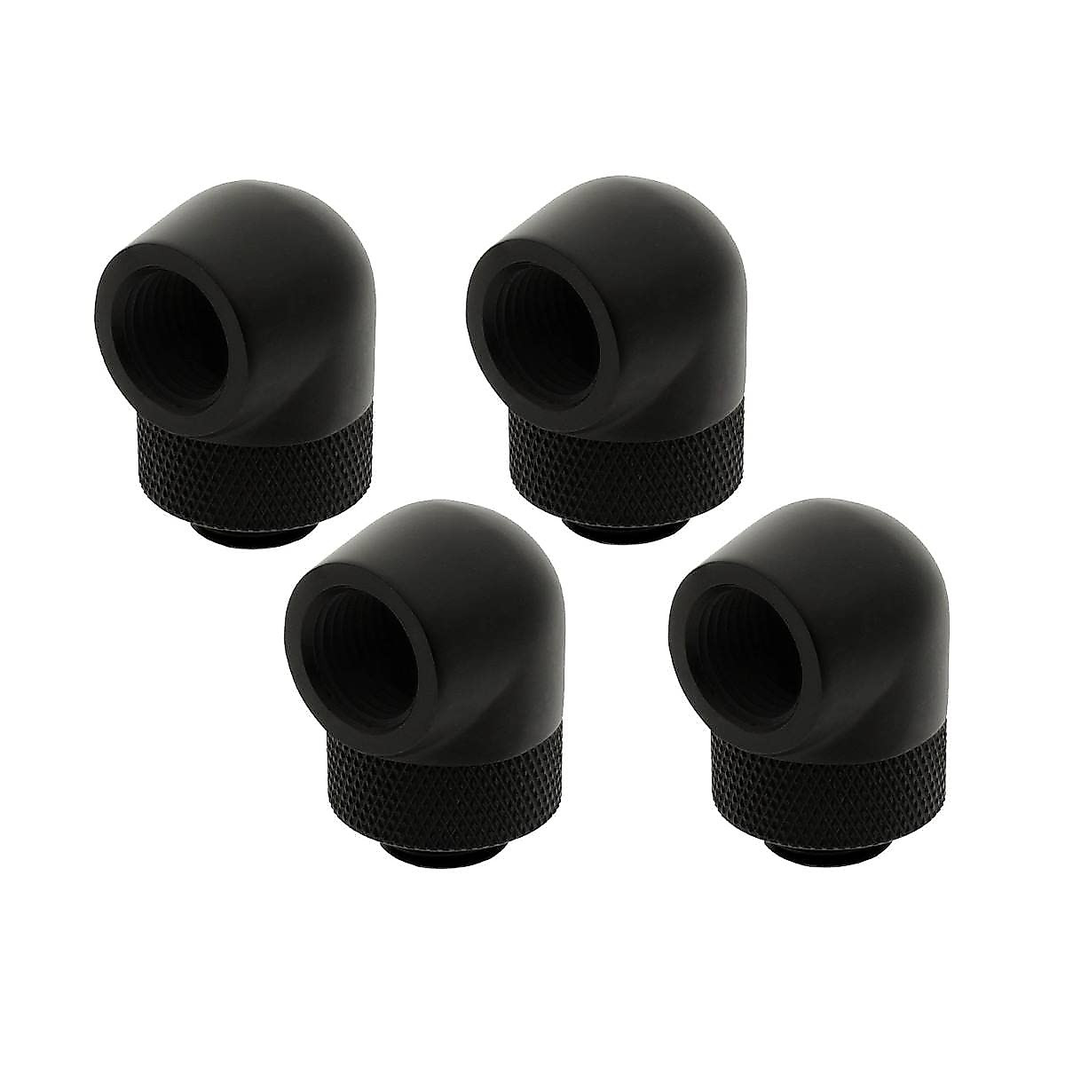 XSPC G1/4" 90 Degree Rotary Fitting V2, Matte Black, 4-Pack