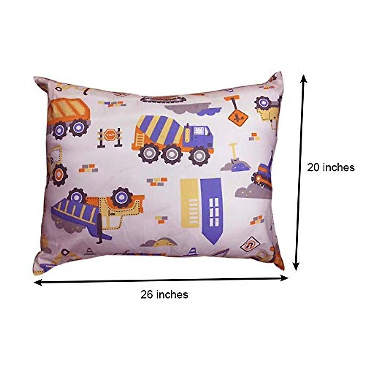 Bacati Construction Multicolor Boys Cotton 4 Piece Toddler Bedding Set 100 Percent Cotton Includes Reversible Comforter, Fitted Sheet, Top Sheet, and Pillow Case for Boys