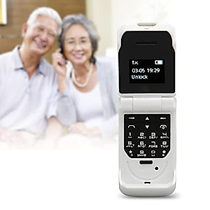Seniors Flip Cell Phone, 2G GSM Mini Easy to Use Mobile Phone for Elderly Kids, Big Buttons Loud Volume, 0.66 Inch OLED Screen, 32+64MB, 300mAh Battery Bluetooths (White)