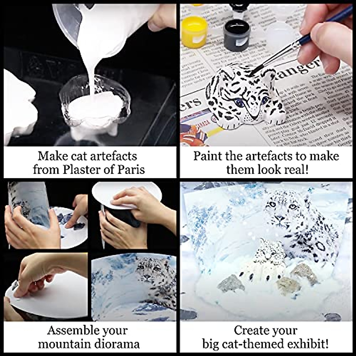 WILD ENVIRONMENTAL SCIENCE Extreme Big Cats of the World - For Ages 6+ - Create and Customize Models and Dioramas of Tigers, Snow Leopards and more - Study the Most Extreme Animals