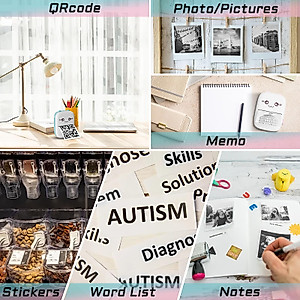 Inkless Sticker Printer, Mini Pocket Thermal Sticker Printer, Bluetooth Pocket Portable Printer with 13 Rolls Thermal Paper, Compatible with IOS and Android Phone for Photo, Memo, Notes(Pink).