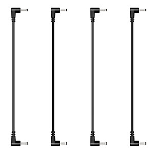 Fancasee (4 Pack 1 ft 3.5mm x 1.35mm 90 Degree Right Angle Male to Male Right Angle DC Power Adapter Cable Cord for IP Camera CCTV Surveillance Security Camera LED Strip DVR Router Invoice Printer