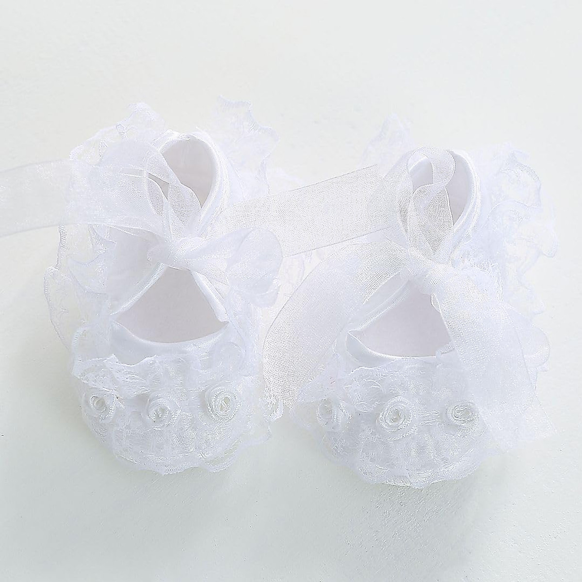 Bow Dream Baby Girls Christening Baptism Dress Formal Party Special Occasion Dresses for Toddler 4Pcs White 12-18 Months