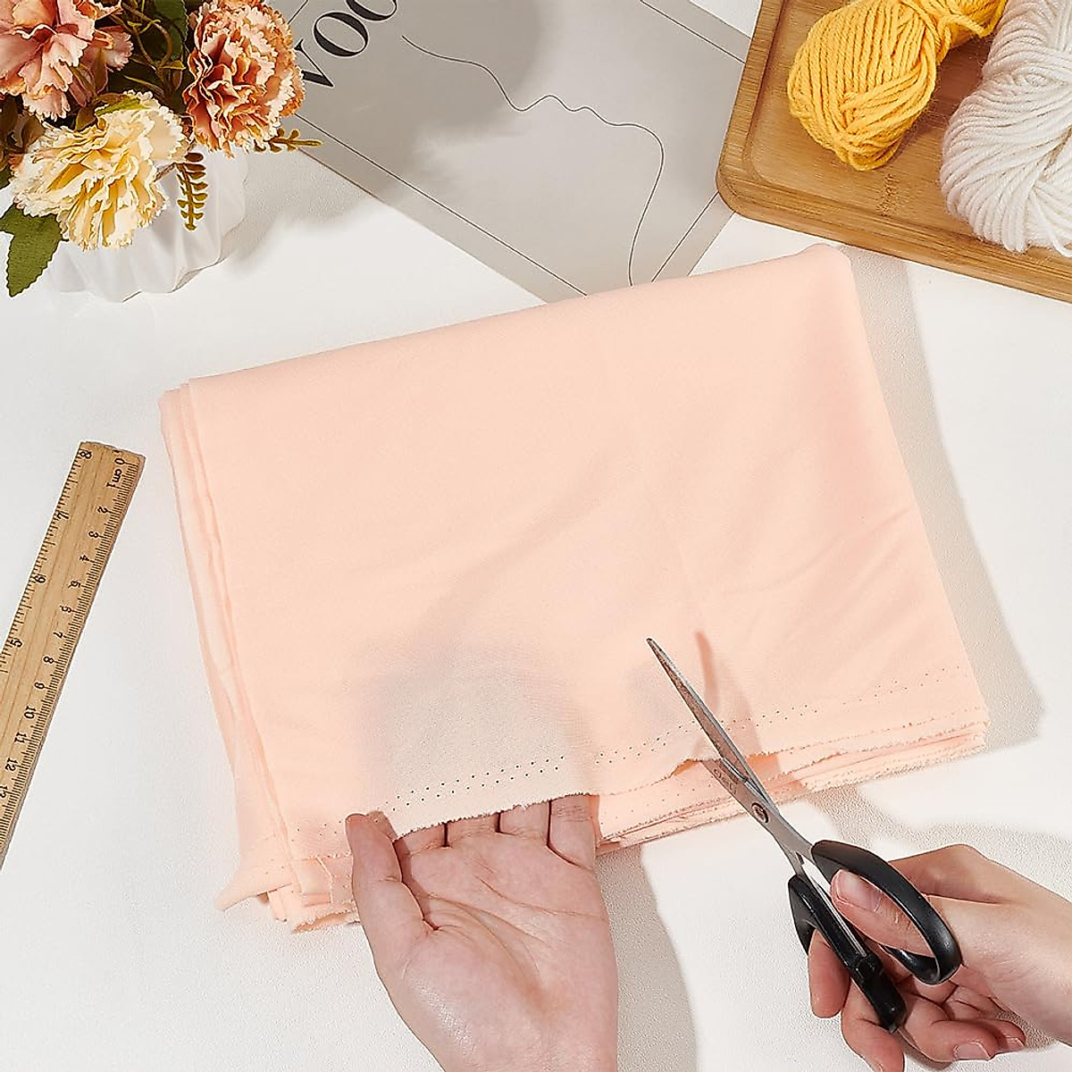 FINGERINSPIRE Skin Tone Fabric 39.4x59.1inch Bisque-Colored Skin Fabric for Doll Making, Polyester Glossy Doll Skin Fabric Cloth Doll Skin Color Fabric for DIY Handmade Crafting