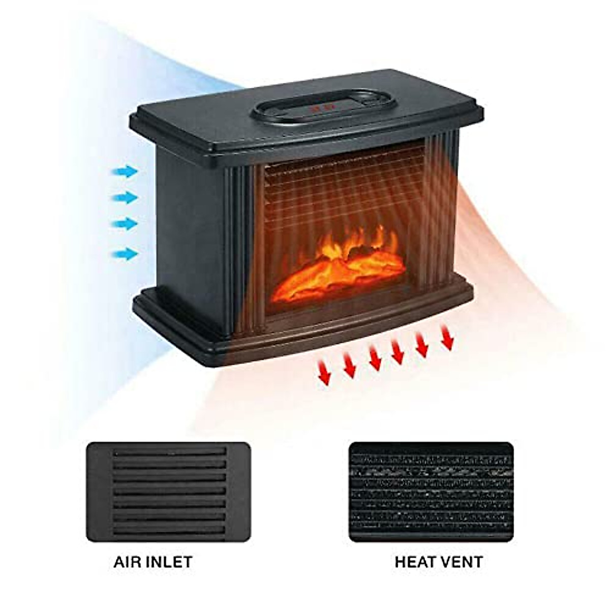 1000W Electric Fireplace Indoor Fireplace Mini Electric Fireplace Portable Heater Burner Warmer Winter Warmer Fan Stove 3D Flame Stove Log Burner Lightweight