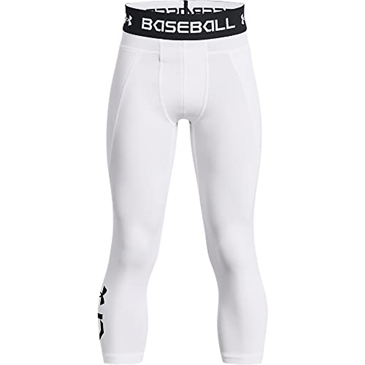 Under Armour Boys' Utility 3/4 Sliding Shorts, (100) White / / Black, Youth Small