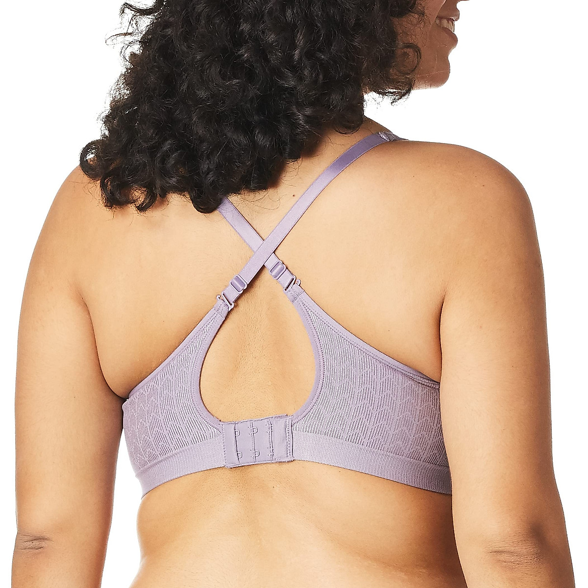 Bali Comfort Revolution Wireless Bra, Full-Coverage Wirefree Bra, Wireless Everyday Bra with Cool Comfort Fabric, Perfectly Purple Zag, 38B
