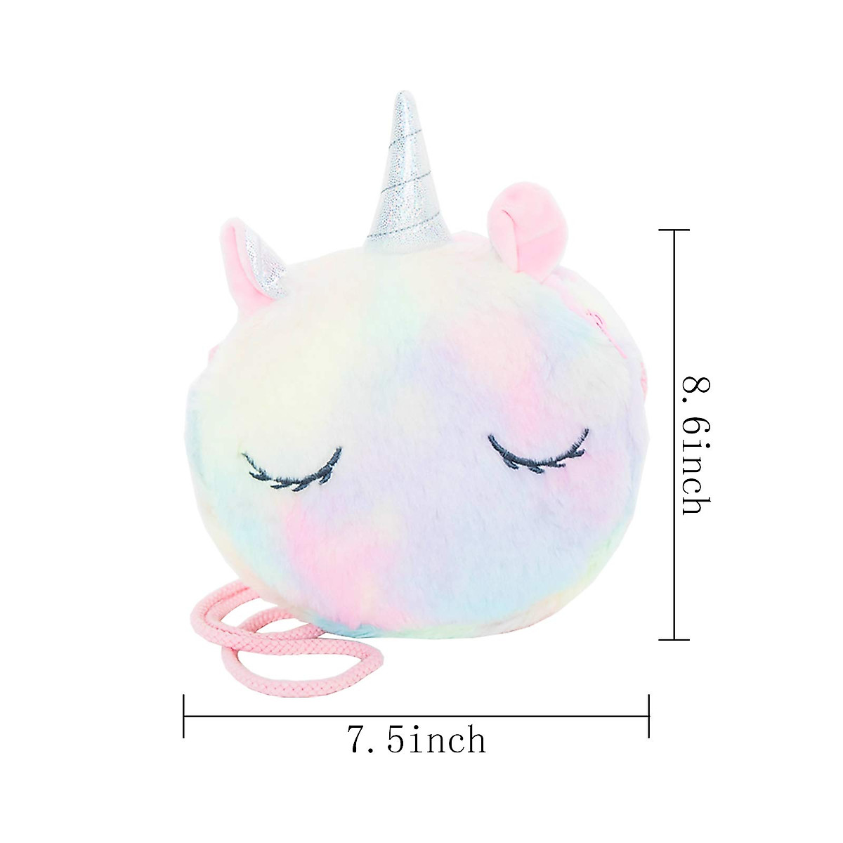 SOTOGO 2 Pieces Little Girl Purses Toddler Crossbody Purses Plush Unicorn Purse Cute Princess Handbags Shoulder Messenger Bag for Kids