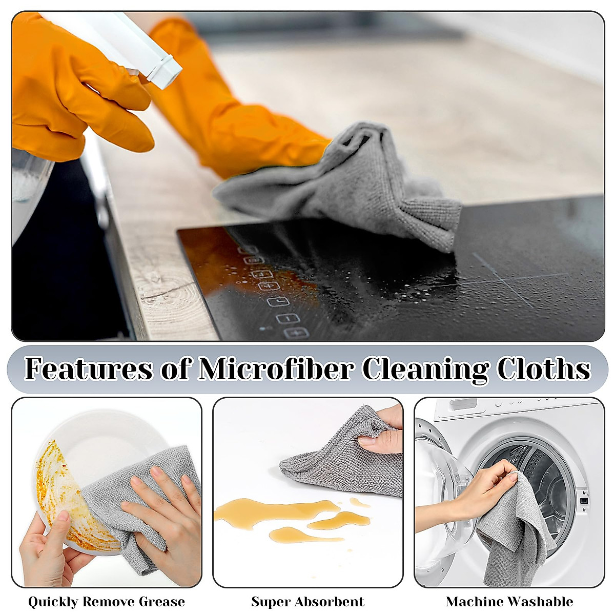 LifeisLuck 45 Pack Microfiber Cleaning Cloth Roll, 10" x 10" Tear Away Reusable Towels Washable Rags Super Absorbent Microfiber Towels for Car Drying Dishes Kitchen Cleaning