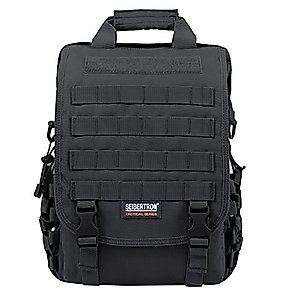 Seibertron Waterproof Molle Tactical 15.6"(inch) Laptop Sling Bag Backpack Black