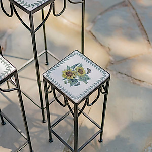 Zaer Ltd. “Marisol” Set of 3 Square Nesting Iron Mosaic Plant Stands