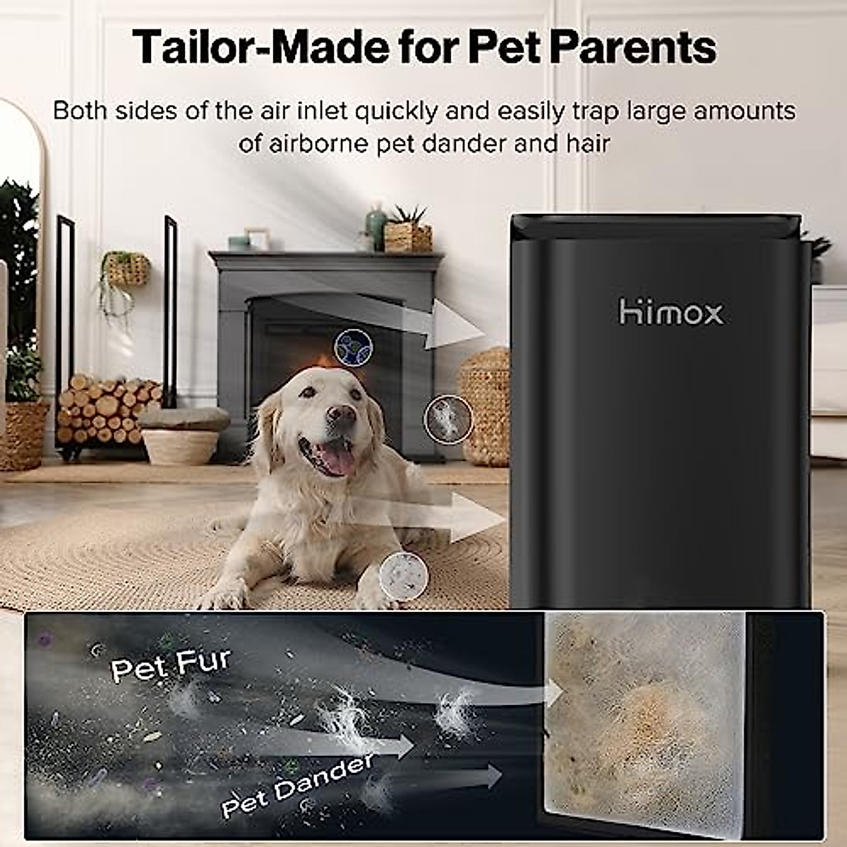 HIMOX Air Purifiers for Home Large Room, Smart WiFi and PM2.5 Monitor H13 True HEPA Filter Removes Up to 99.97% of Particles, Ozone Free for Pets Allergies Smokers Dust Pollen Auto Mode, Alexa Control