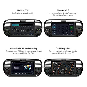 XTRONS Single Din Car Stereo for Fiat 500, Android 12 Octa Core 4GB RAM 64GB ROM Car Radio Player, 7 Inch IPS Touch Screen GPS Navigation for Car Head Unit Built-in DSP Car Play Android Auto (Black)