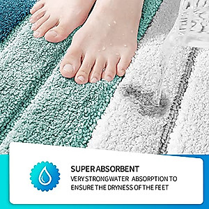SiliPacks Bathroom Rugs 20"x32" Non-Slip Microfiber Carpet, Machine Washable Quick Dry Bath Mats for Bathroom, Bedroom and Kithchen -Turquoise