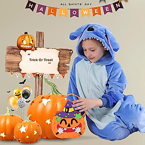 SWEETXIN Kids Unise Onesie Pajamas Plush One Piece Halloween Costume Cosplay Sleepwear for Girls Boys (8 Years,Blue Stitch)