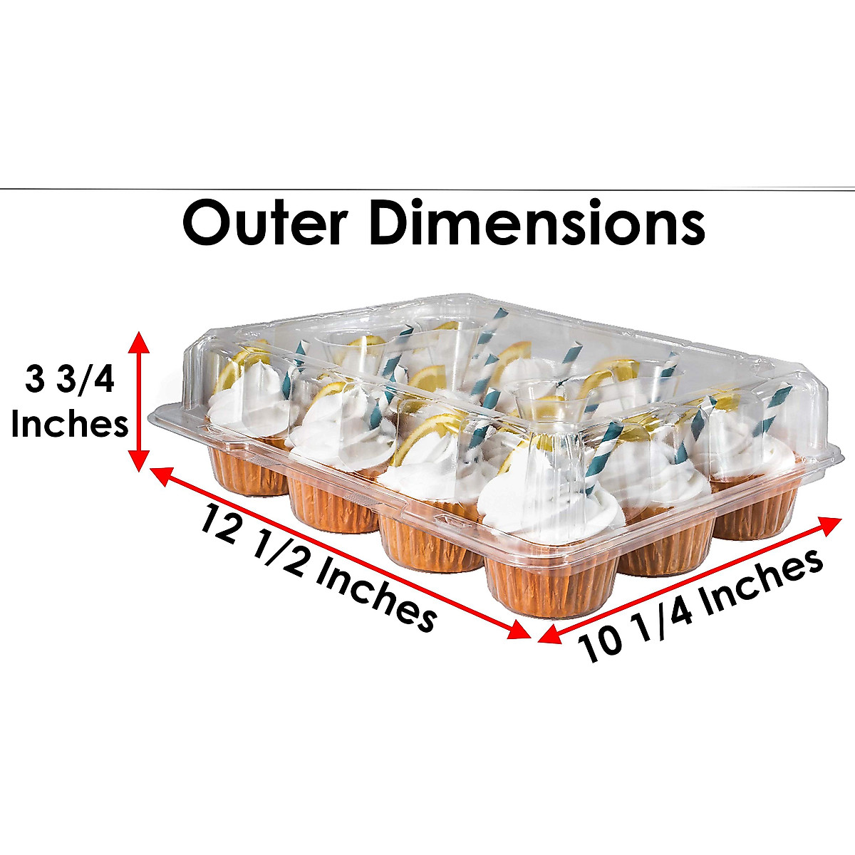Katgely Cupcake Containers 12 Count (pack of 12), Clear Plastic Cupcake Boxes 12 Count, Deep Dome, Stackable, Disposable & BPA-Free