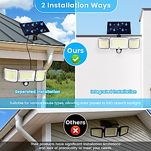 Adiding Solar Lights for Outside, 3500Lm 6500k Solar Flood Lights Outdoor, 224 LED*3 Security Motion Sensor Outdoor Lights for Dusk to Dawn Led Outdoor Lighting