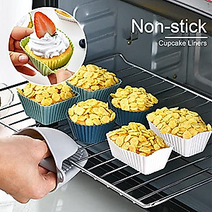 Silicone Cupcake Liners for Baking, 56Pcs Multicolor Reusable Non-Stick Silicone Lunch Box Dividers -3 Shapes Silicone Muffin Cups Bento Lunch Box Dividers - Non-Toxic, BPA Free, Dishwasher Safe