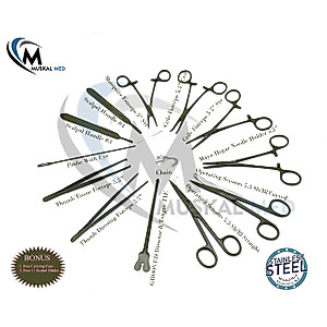 MuskalMed Advanced Dissection Kit - 24 Pieces Total. High Grade Stainless Steel Instruments Perfect for Anatomy, Biology, Botany, Veterinary and Medical Students 11 Bonus Scalpel MLT-03