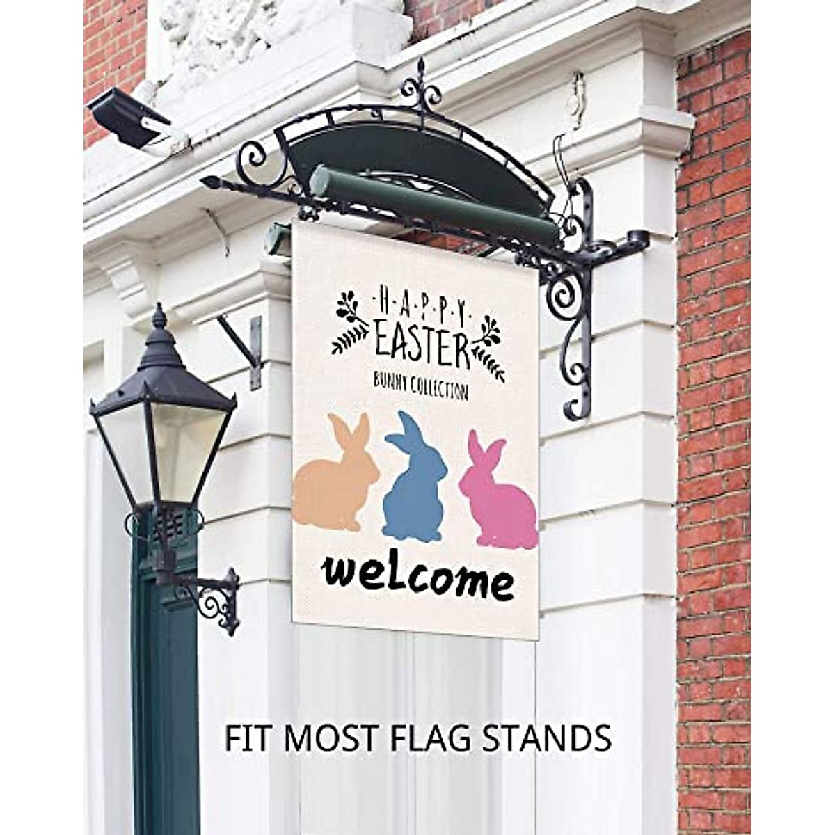 Easter Garden Flag, Double Sided Vertical Burlap Mini Flag for Garden Yard House, Happy Easter Outdoor Bunny Rabbit Welcome Small Flag, Farmhouse Outside Holiday Decorative Decoration, 12x18 Inch