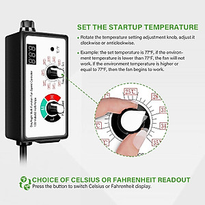 iPower Variable Vent Duct Inline Blower Fan Speed Adjuster with Temperature Controller for HVAC Ventilation System, 750W 6A