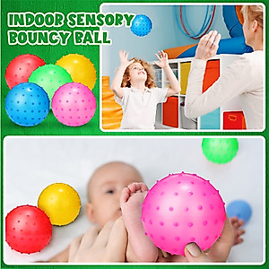 Jerify 24 Pieces Knobby Balls Spiky Bounce Ball Toy Large Bouncy Balls Bulk Inflatable Sensory Balls Soft Massage Stress Plastic Balls for School Party Play Outdoor Indoor