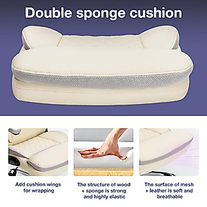 Executive Office Chair,Ergonomic Desk Chair with Adjustable Flip-Up Arms,Computer Office Desk Chair with Rocking Function(Cream)