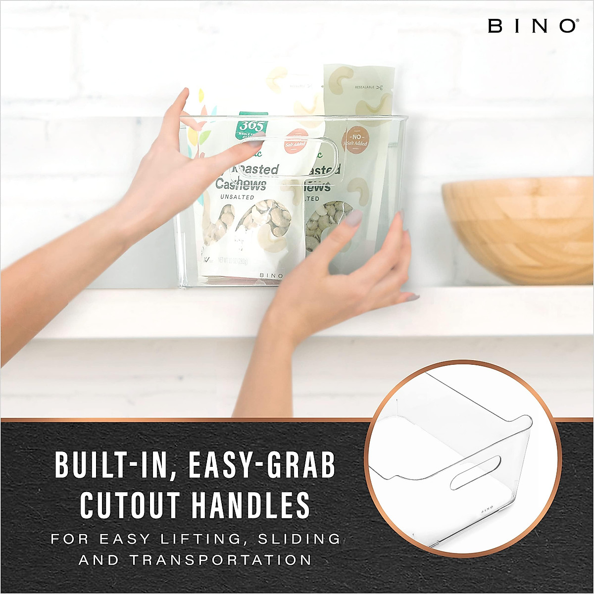 BINO | Plastic Organizer Bins, X-Small - 4 Pack | THE SOHO COLLECTION | Multi-Use Organizer Bins | Pantry Organizer & Freezer Organizer Bins | Plastic Storage Containers | Bins for Home & Kitchen Org