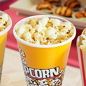 Novelty Place Retro Style Plastic Popcorn Containers for Movie Night - 7" Tall x 4.5" Top Diameter (3 Pack)