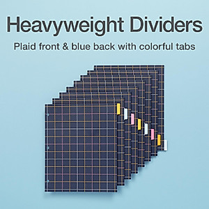 Oxford 3 Ring Binder Set, Durable Binder Set for School or Office, Cute 1 Inch Binder with Plaid Print and 8 Matching Tab Dividers, 1 inch Round Rings for Letter Size Paper (23330)