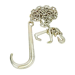 TYFYB 2 PCS Grade 70 Tie Down Binder Chain 5/16 Inch x 6 Feets Transport Tow Chain 15" J Hook Long Shank w/R T J Grab Hook Yellow Zinc,18,800 lbs Safe Working Load