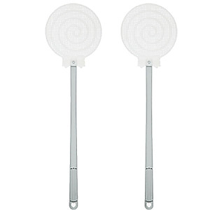 Generic 2 PCS 𝑓𝑙𝑦 Swatter Household Extended Thick Non-Slip Handle,FliesSwatters,FlySwatters for Indoor and Outdoor (White)