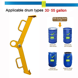 Say Goodbye to Struggling with Heavy Barrels. Effortless Transportation with The Wheels Steel Cart Round Dolly, Vertical Drum Clamp- -Drum Lift for 1100 Lbs Capacity Use Together.