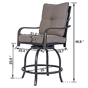 Kozyard Isabella High Swivel Bar Stools/Chair Set for Home Patio, Back Yard, Cafes, Bistro, Restaurants and Chic Bars (Beige)