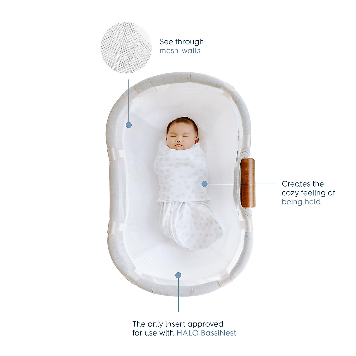 HALO Newborn Mesh Insert for Bassinet, Only HALO Approved BassiNest Insert, Compatible with HALO 3.0, Luxe, Premiere, Flex, and Glide BassiNests