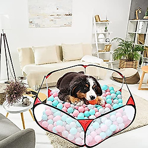 Jacone Portable Cute Hexagon Playpen Children Ball Pit, Indoor and Outdoor Easy Folding Ball Play Pool Kids Toy Play Tent with Carry Tote (Black and Red)
