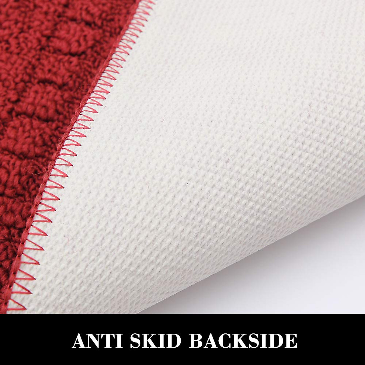 COSY HOMEER 27X18 Inch Anti Fatigue Kitchen Rug Mats are Made of 100% Polypropylene Half Round Rug Cushion Specialized in Anti Slippery and Machine Washable,Burgundy (2 pcs)