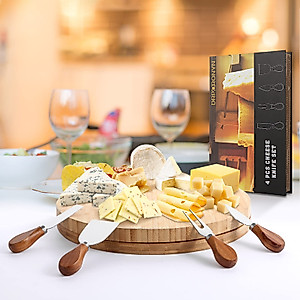 DRPORONYN Cheese Knife Set, Cheese Knives For Charcuterie Board, Stainless Steel 4-Piece Cheese Cutter (Original Aacia Handle) Gift Ready