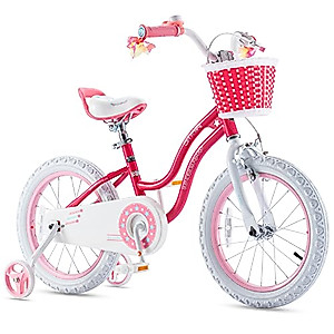 Royalbaby Stargirl Kids Girls Bike Bicycle with Basket Training Wheels Kickstand 16 Inch Pink