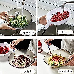 Drainer Food Basket with Spout, Multifunctional Draining Fruit Food Vegetable Kitchen Sink Drainer Bowl Colander Drainbowl Fruits Washer Salad Basket (2PCS*Grey)