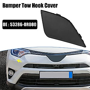 X AUTOHAUX Car Left Front Bumper Tow Hook Cover 53286-0R080 for Toyota RAV4 2016 2017 2018 Tow Hook Eye Lid Cover Trailer Cap Black