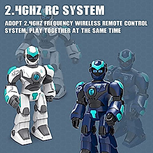 STEMTRON RC Robot Toy, Smart Robot 2.4GHz Intelligent Voice Controlled Robot Gesture Sensing Remote Control Robot for Kids Age 6 7 8 9 10 12 Year Old Boys Girls Birthday Gift Present (Blue)