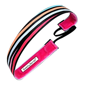 Sweaty Bands Womens Girls Headband - Non-Slip Velvet-Lined Fitness Hairband - Plot Twist Black Pink