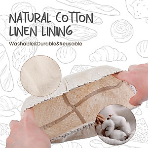 DOYOLLA Bread Proofing Baskets 10 inch Oval Shaped Dough Proofing Bowls w/Liners Perfect for Professional & Home Sourdough Bread Baking Supplies